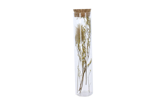 Reagenzglas mit Blumen - aus Glas - ca. 3,5 x 16 cm