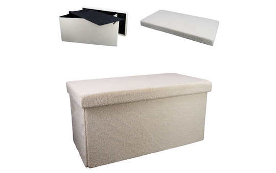Hocker mit Deckel - Teddystoff - groß - 1 Stück